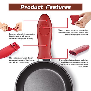 Silicone Hot Handle Holder, 3 Pack Pot Holders Cover Rubber Hot Resistant Non Slip Pot Holder Sleeves for Cast Iron Skillets Metal Frying Pans Aluminum Cookware Handles (Color 2)