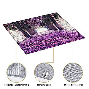 Landscape Flowers Printed Drying Mat For Kitchen Ultra Absorbent Microfiber Dishes Drainer Mats Non-Slip Silicone Quick Dry Pad - 18 X 16inch