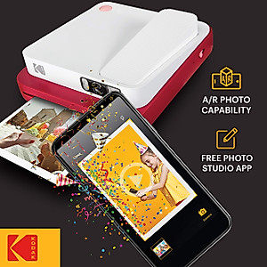 KODAK Smile Classic Digital Instant Camera with Bluetooth (Red) Travel Kit