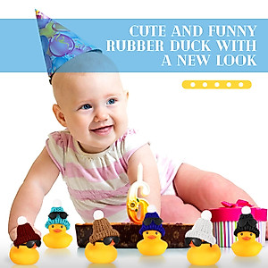 60 Pcs Mini Rubber Duck in Bulk with Sunglasses and Knitting Hats Sets, Yellow Rubber Ducky Valentine Duck Bath Toy Ducks Bathtub Toys for Gift Cruise Classroom Prizes Baby Shower Birthday Party