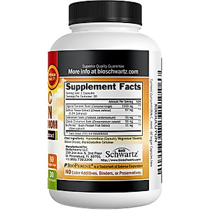 Turmeric Supplement with Saffron, Cinnamon and Cardamom Plus BioPerine Black Pepper Extract for Optimal Absorption, Natural Tumeric Curcumin Joint Support Supplement for Women and Men, 60 Capsules