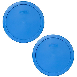 Pyrex 7402-PC 6/7 Cup Marine Blue Round Plastic Food Storage Lid, Made in USA - 2 Pack