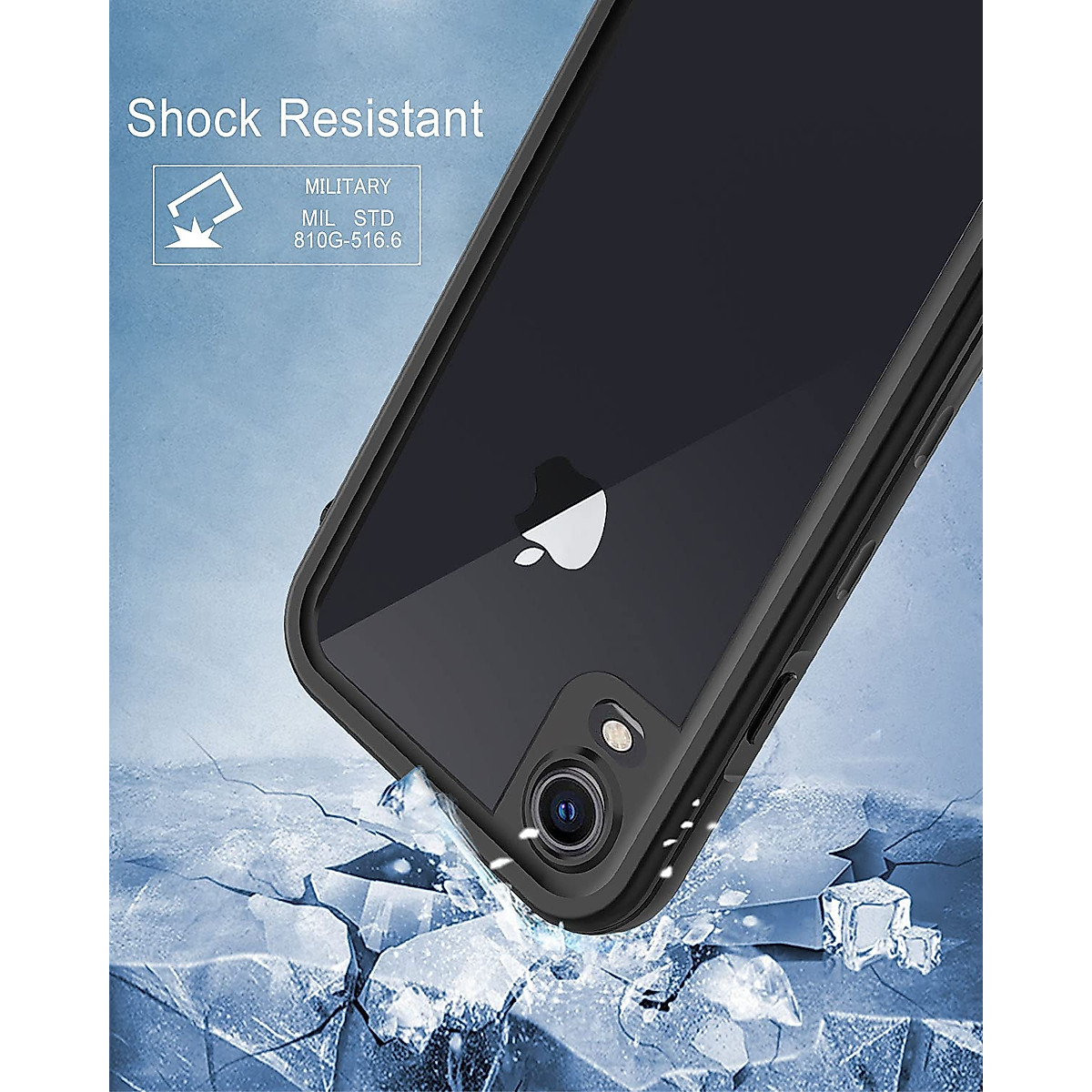 LOVE BEIDI iPhone XR Waterproof case Life Snowproof Dirtproof Shockproof Cover … (Black/Clear)