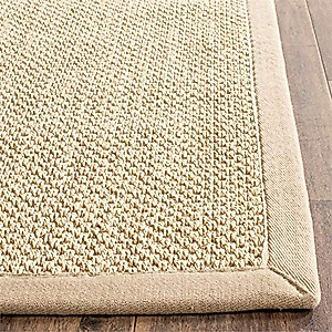 SAFAVIEH Natural Fiber Collection 2' x 3' Maize / Linen NF141B Border Sisal Accent Rug