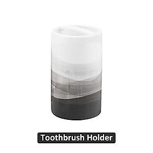 Wodlo- 4 Piece Painted Ceramic Bathroom Accessory Set, Includes Soap Dispenser Pump, Toothbrush Holder, Tumbler, Soap Dish Sanitary, Ideas Home Gift for Ware Home Decor Bath(Gray)