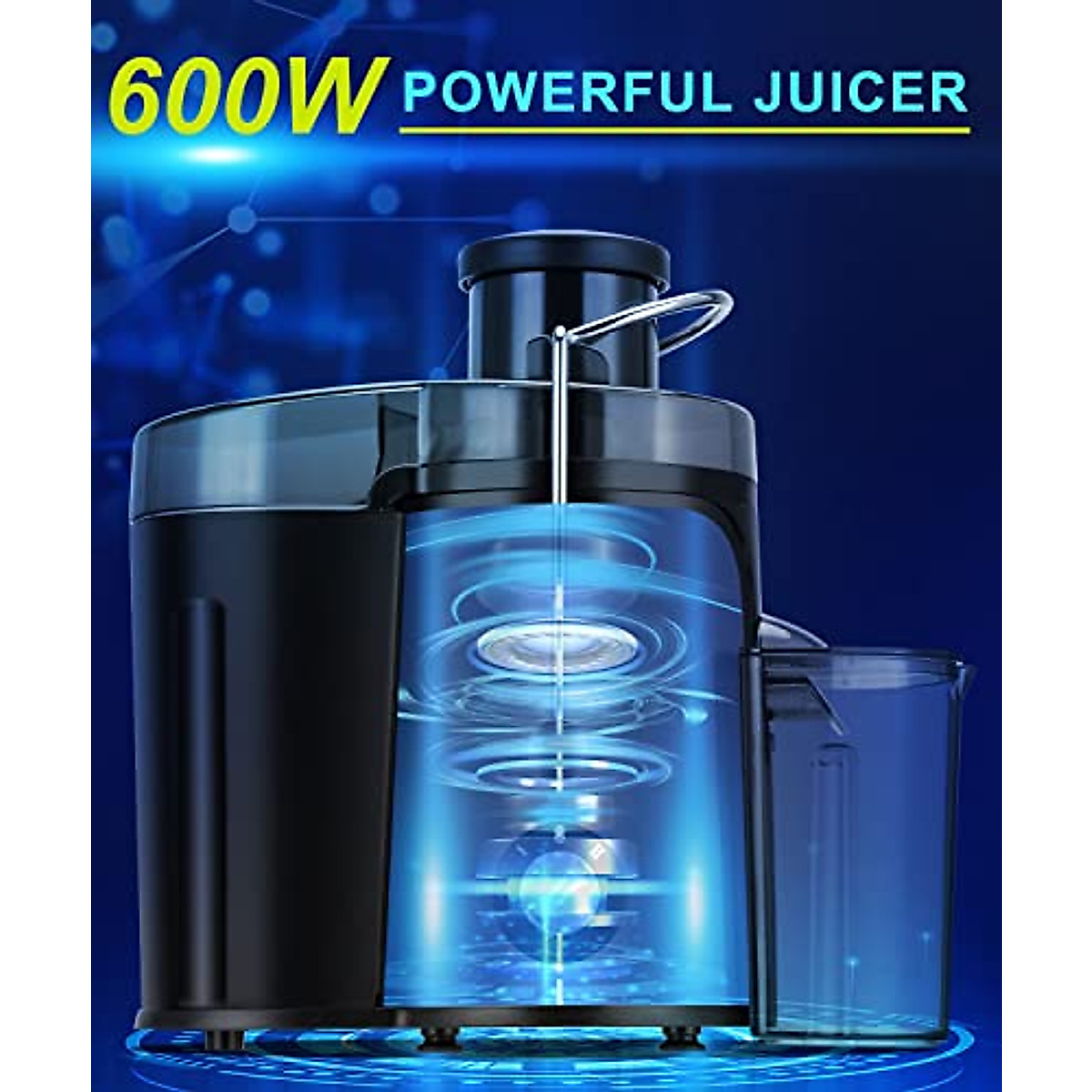 Juicer Machine 600W Juicer with 3 Inch Wide Mouth 2 Speed Setting, Centrifugal Juicer for Fruit, Vegetables Juice Extractor Easy to Clean