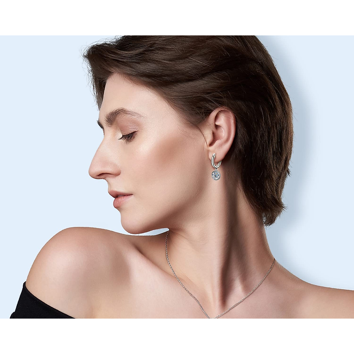 DYUNQ Moissanite Solitaire Drop Earrings, 925 Sterling Silver Huggie Hoop Hypoallergenic Earrings, Jewelry Gifts, GRA Certified