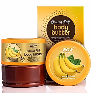 WOW Skin Science Shea Body Butter Almond, Pure Shea Butter for Skin, Body Butters Dry Skin Lotion, Stretch Mark Cream, Hand Lotion for Women, Shea Butter Body Butter Moisturizer Oil (200ml) (Banana)