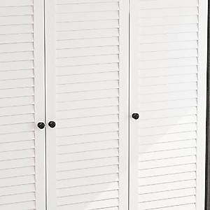 ECACAD Large Wardrobe Armoire with 4-Tier Shelves, 2 Drawers, Hanging Rod & 3 Louver Doors, Wooden Closet Storage Cabinet for Bedroom, White (48”W x 20.2”D x 71”H)