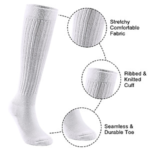 Zando Slouch Socks Women Scrunchie Socks Heavy Sexy Soft Extra Long Stacked Boot Socks Knee High Knit Boot Socks Colorful Socks 80s 90s clothes 80s 90s Socks Outfit Socks White One size