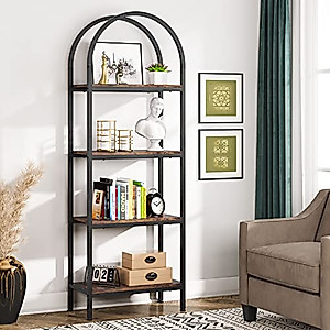 Tribesigns 4-Tier Open Bookshelf Set of 2, 70.8" Wood Bookcase Storage Shelves with Metal Frame, Freestanding Display Rack Tall Shelving Unit for Office, Bedroom, Living Room (Rustic Brown, 2PCS)