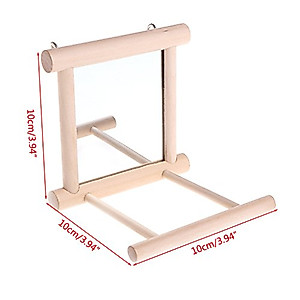 Forgun Pet Bird Mirror Wooden Play Toy with Perch for Parrot Budgies Parakeet Cockatiel Conure Finch Lovebird
