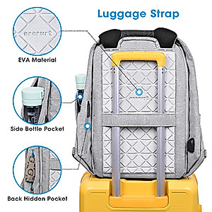 oscaurt Anti Theft Backpack - 15.6 Inch Laptop Travel Backpack with Hidden Zipper and USB Charging Port - Waterproof Business Computer Bag for Men & Women