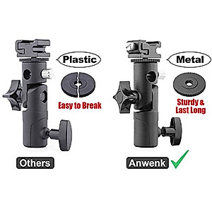 Anwenk Camera Flash Speedlite Mount Swivel Light Stand Bracket with Umbrella Reflector Holder for Camera DSLR Nikon Canon Pentax Olympus and Other DSLR Flashes Studio Light LED Light, 1Pack