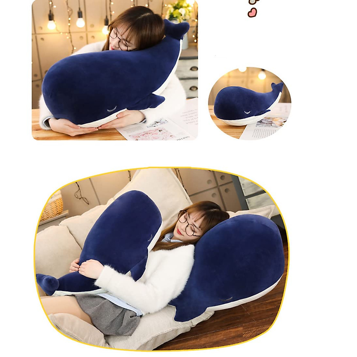 JPORSHU 10inches Soft Simulation Big Blue Whale,Marine Life Dolphin Doll Plush Toy，Back Cushion Children Birthday Gift