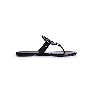 Tory Burch Women's Miller Patent Thong Sandal, Black, 9 Medium US