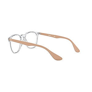 Ray-Ban Women's RX7046 Erika Round Prescription Eyeglass Frames, Transparent on Nude/Demo Lens, 51 mm