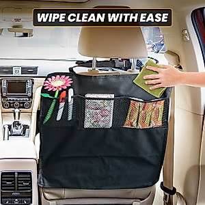 EcoNour Car Seat Cover for Kids (2-Pack) | Premium Waterproof Fabric Back Seat Cover | Car Kick Mats with 3 Pocket Protector | Essential Car Seat Protector for Child Car Seat | Car Seat Protector