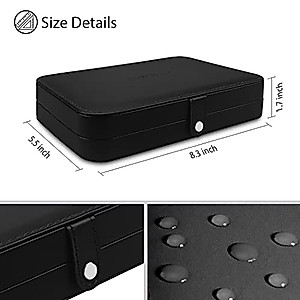 CLUDEMAS Travel Jewelry Box Case Organizer for Women Girls, PU Leather Small Jewelry Storage Boxes, Portable Display Jewellery Holder for Watch Rings Earrings Necklaces Bracelets Men Kids Gift, Black