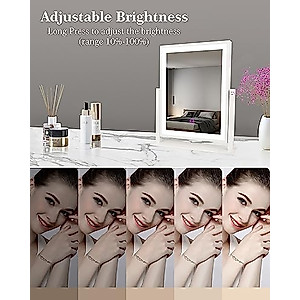 GANAIHQGROWING Classic Vanity Mirror with Lights,13 in Tabletop Lighted Makeup Mirror LED Lights for Over Sink, Smart Touch Control, Stepless Dimmable 3 Colors Lighting Modes