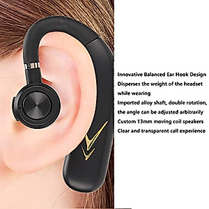 Lazmin112 Wireless Bluetooth Headphone, Deep Bass Noise Cancelling Ear Hanging Type Earphone, Double Rotation and Adjustable Angle, for Business/Office/Sports