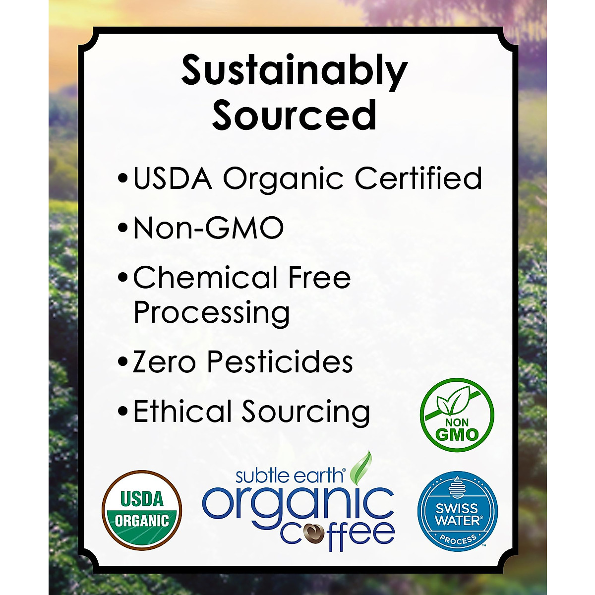 2LB Subtle Earth Organic Decaf - Swiss Water Process Decaf - Medium Dark Roast - Whole Bean Coffee - Low Acidity - Organic Certified by CCOF - 2 Pound Bag