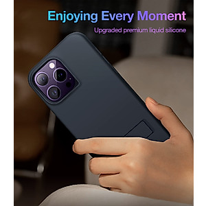 TORRAS Designed for iPhone 14 Pro Max Case with Stand, [10FT Military Grade Drop Protection] [3 Stand Ways Kickstand] Slim Soft-Touch Silicone Anti-Scratch for iPhone 14 Pro Max Phone Case, Black