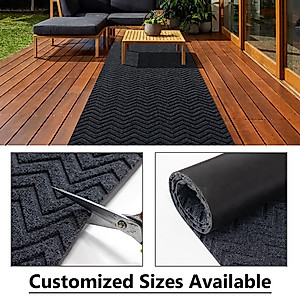 LITA Customized Size Hallway Runner Rug with Rubber Backing, Backed Non-Slip Waterproof, Washable Outdoor Indoor Carpet for Floor, Entryway, Kitchen, Laundry, Balcony, Garage, Gray Triangle, 2' x 12'