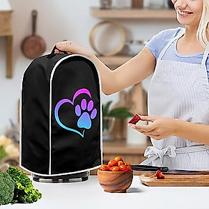 doginthehole Heart Dog Paw Print Blender Cover Dust Cover Small Kitchen Appliance Covers for Stand Mixer or Coffee Machine, Home Blender Dust Covers Food Processor Cover with Top Handle