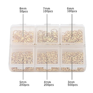 DADIFEN 18K Gold Jump Rings for Jewelry Making 3/4/5/6/7/8mm Jump Rings 22 Gauge Open Ring O Rings for DIY Necklaces Bracelet Earrings Chainmail Keychain Jewelry Making