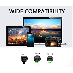 CERRXIAN USB OTG Cable - Black, USB Micro Male to Mini Male OTG Cable (Black) (1m)