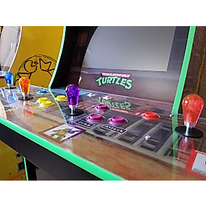 Alvatron Set of 2 Transparent Joystick Bat Top Handles Clear Oval Translucent Ball Tops for Arcade1up, Atgames Legends Ultimate Arcade, Pandora's Box, Mame, Seimitsu, Zippy, JLF Sanwa (Purple/Red)