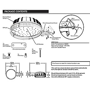 Owleye 6000LM Dusk to Dawn Outdoor Lighting LED Barn Light Security Lights, 42W 4000K Daylight, AC 110-240V, Waterproof Outside Lights for Yard Warehouse Garage
