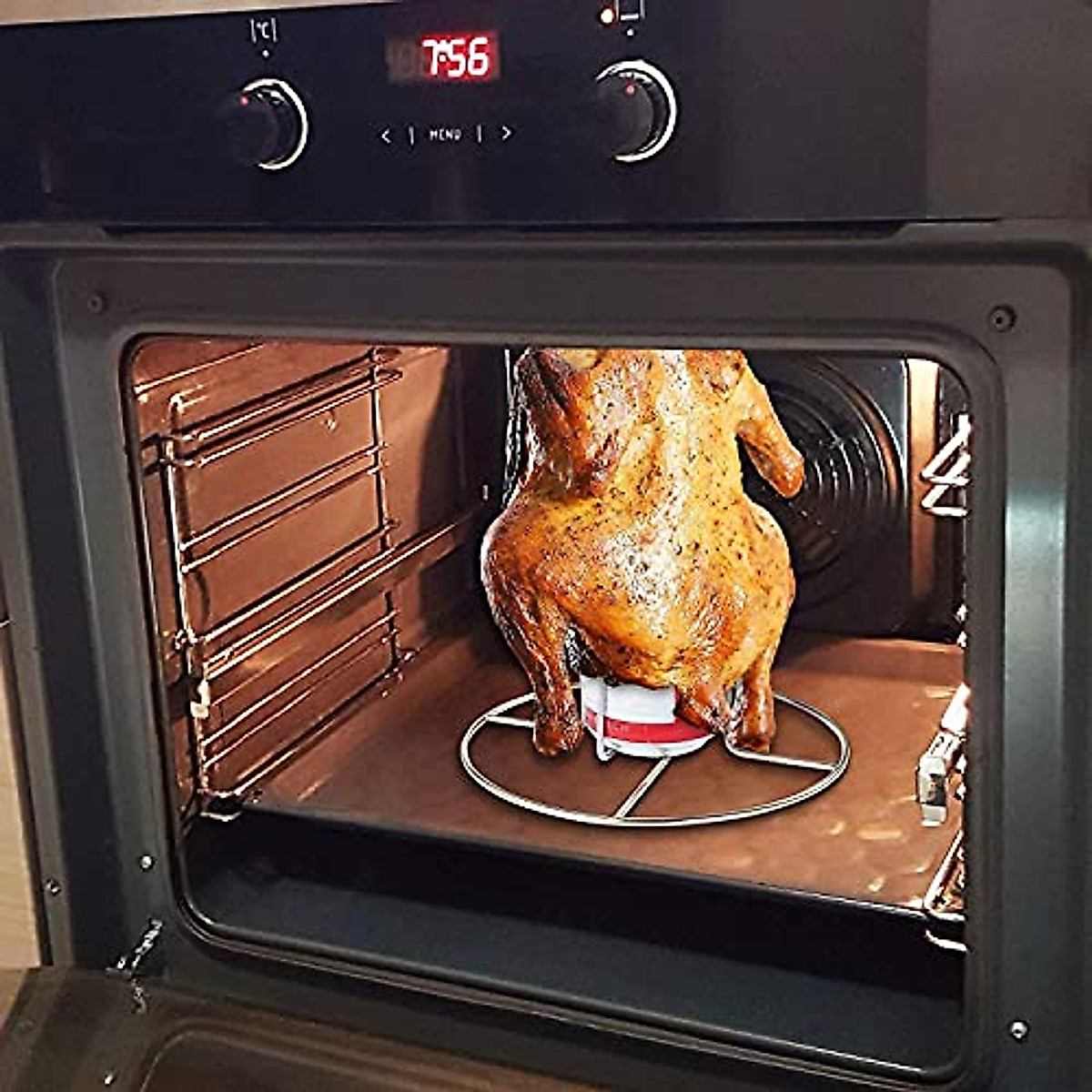 2 Pcs Beer Can Chicken Holder for Grill Oven Smoker Sturdy Stainless Steel Beer Butt Chicken Stand for Whole Chicken Roaster Easy to Use and Clean Chicken Rack for Tender and Juicy Chicken Turkey