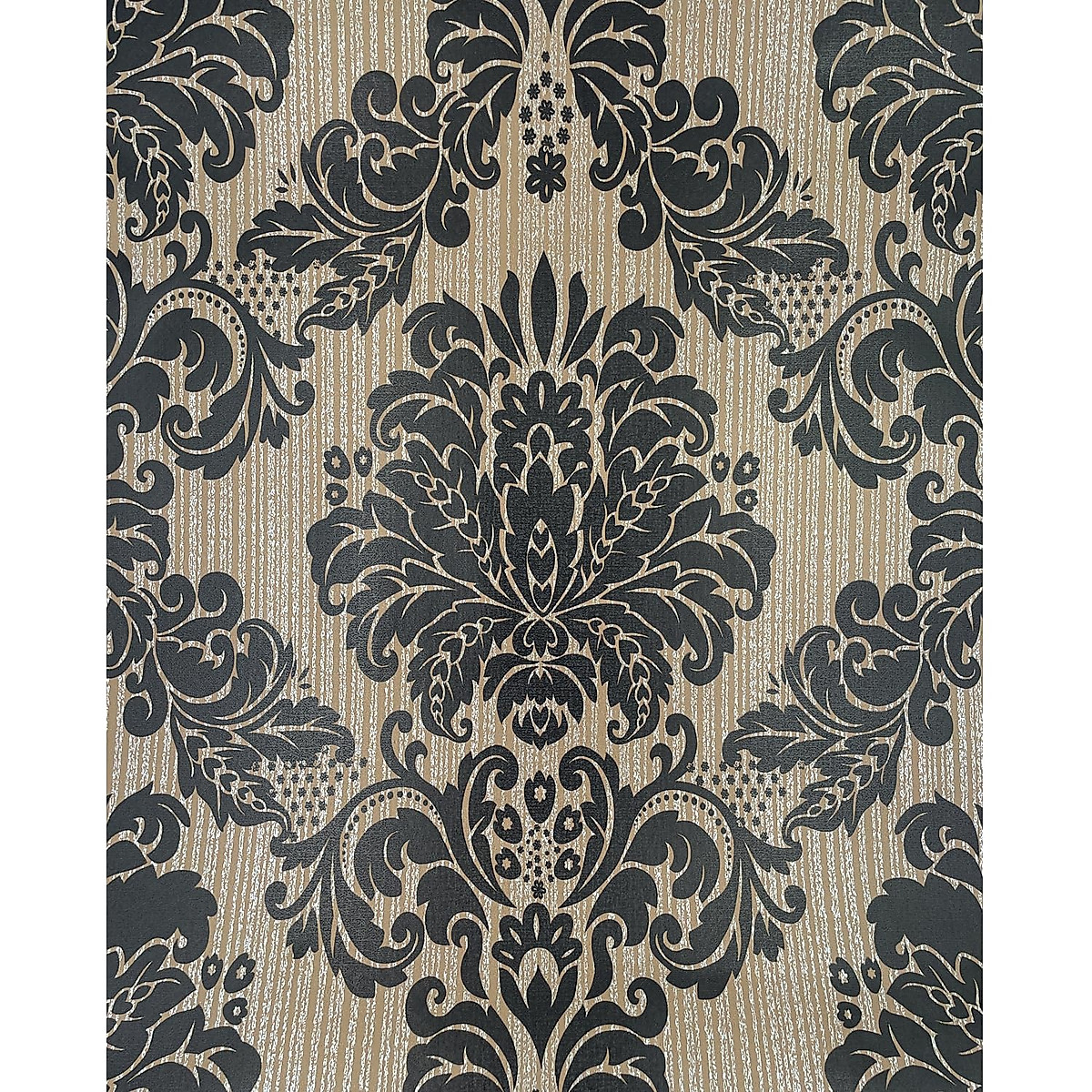 Yifely SimpleLife4U Black Damask Self-Adhesive Shelf Drawer Liner PVC Tabletop Protect Paper 45x300cm