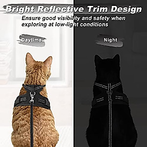 Supet Cat Harness and Leash Set for Small to Large Cats, Adjustable Cat Leash and Harness Set Escape Proof with Reflective Trim Universal Kitten Harness for Cats Puppies Outdoor Walking