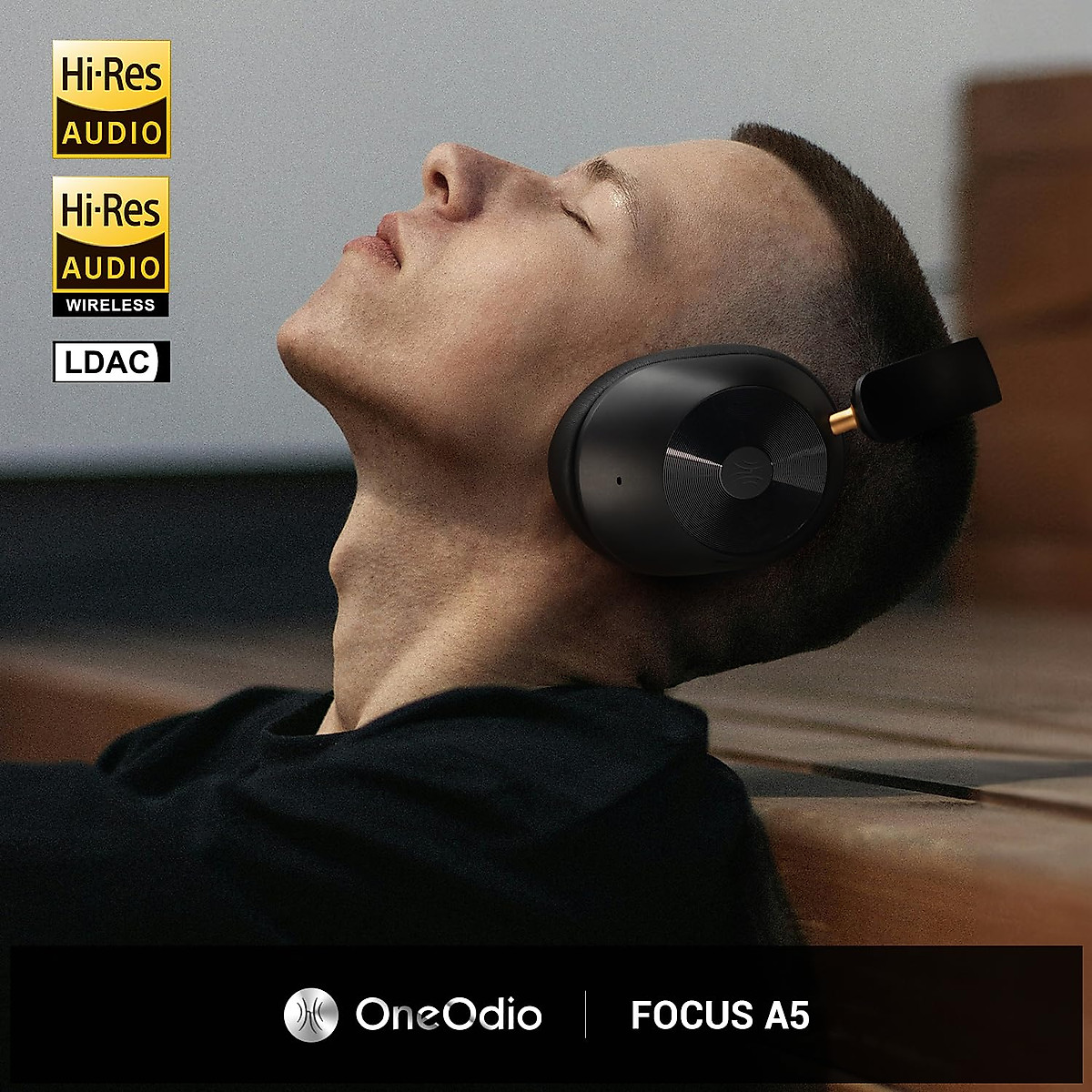 OneOdio Focus A5 Wireless Over-Ear Headphones, Hybrid Active Noise Cancelling, 75H Playtime, Hi-Res LDAC Wireless Audio, Bluetooth 5.4, Built-in Mic for Clear Calls, Low Latency Game Mode