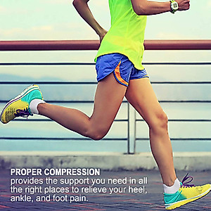 Compression Running Socks (6 Pairs) for Men and Women, Low Cut No Show Running Ankle CompressionSocks with Arch Support for Plantar Fasciitis, Cyling, Athletic, Flight, Travel, Nurses. White S/M