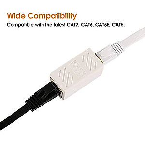 PLUSPOE Ethernet Coupler, 2 Pack Inline Coupler Cable Extender Adapter Female to Female for Cat7 Cat6 Cat5e Cable
