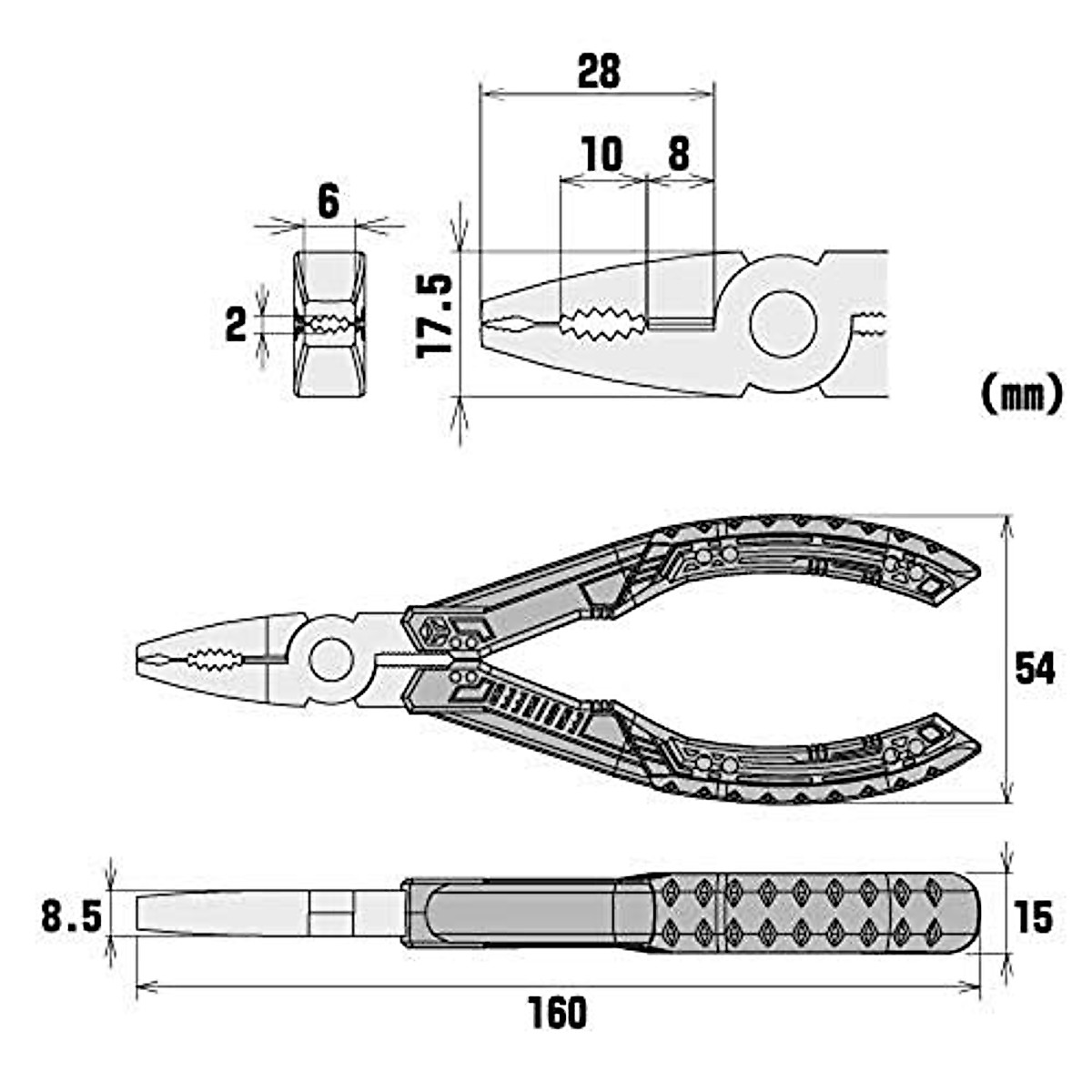 ENGINEER PZ-58 Screw Removal Pliers Extractor Pliers (Combination Pliers), with unique non-slip jaws for quickly removal of damaged or rusted fasteners