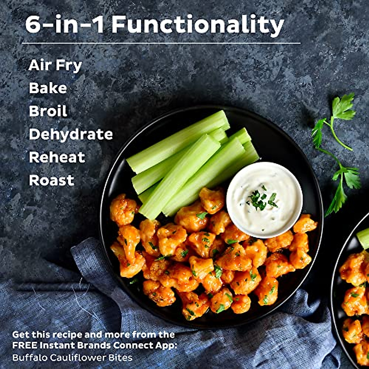 Instant Vortex Plus Air Fryer Oven, 6 Quart, From the Makers of Instant Pot, 6-in-1, Broil, Roast, Dehydrate, Bake, Non-stick and Dishwasher-Safe Basket, App With Over 100 Recipes, Stainless Steel