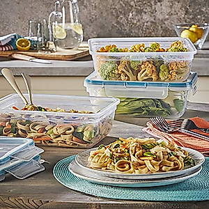 Snapware Total Solution 6-Pc Plastic Food Storage Containers Set with Lids, 8.5-Cup Rectangle Meal Prep Container, Non-Toxic, BPA-Free with 4 Locking Tabs, Microwave, Dishwasher, and Freezer Safe