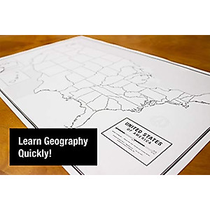 Educational Blank Outline Maps, 2-Sided World & US, 17” x 11”, 50-Pack | Great Blank Map Worksheets for Classroom or Home Study | Laminated Answer Sheet Included | Map Packs are Perfect Desk Size