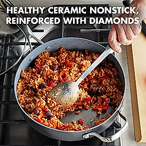 GreenPan Valencia Pro Hard Anodized Healthy Ceramic Nonstick 4.5QT Saute Pan Jumbo Cooker with Lid, PFAS-Free, Induction, Dishwasher Safe, Oven Safe, Gray