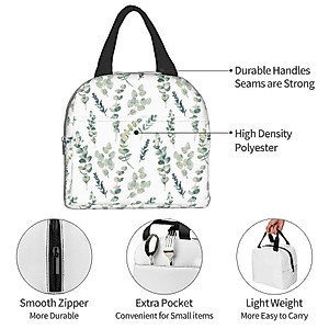 Giwawa Sage Insulated Lunch Bag for Women Green Leaf Reusable Lunch Box Freezable Cooler Thermal Waterproof Tote Bag for Women Work Camping Travel Fishing Picnic