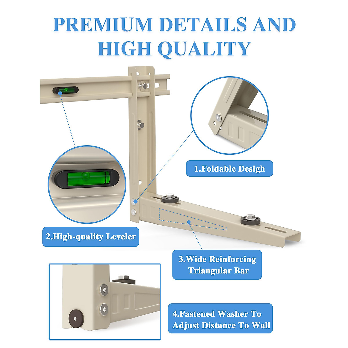 Mini Split Wall Mounting Bracket Outdoor, for 7000-12000 BTU Universal Ductless Air Conditioners, Heat Pumps, Compressors & HVAC Systems, Heavy-Duty Foldable Mini Split Bracket Max 400 Lb Capacity
