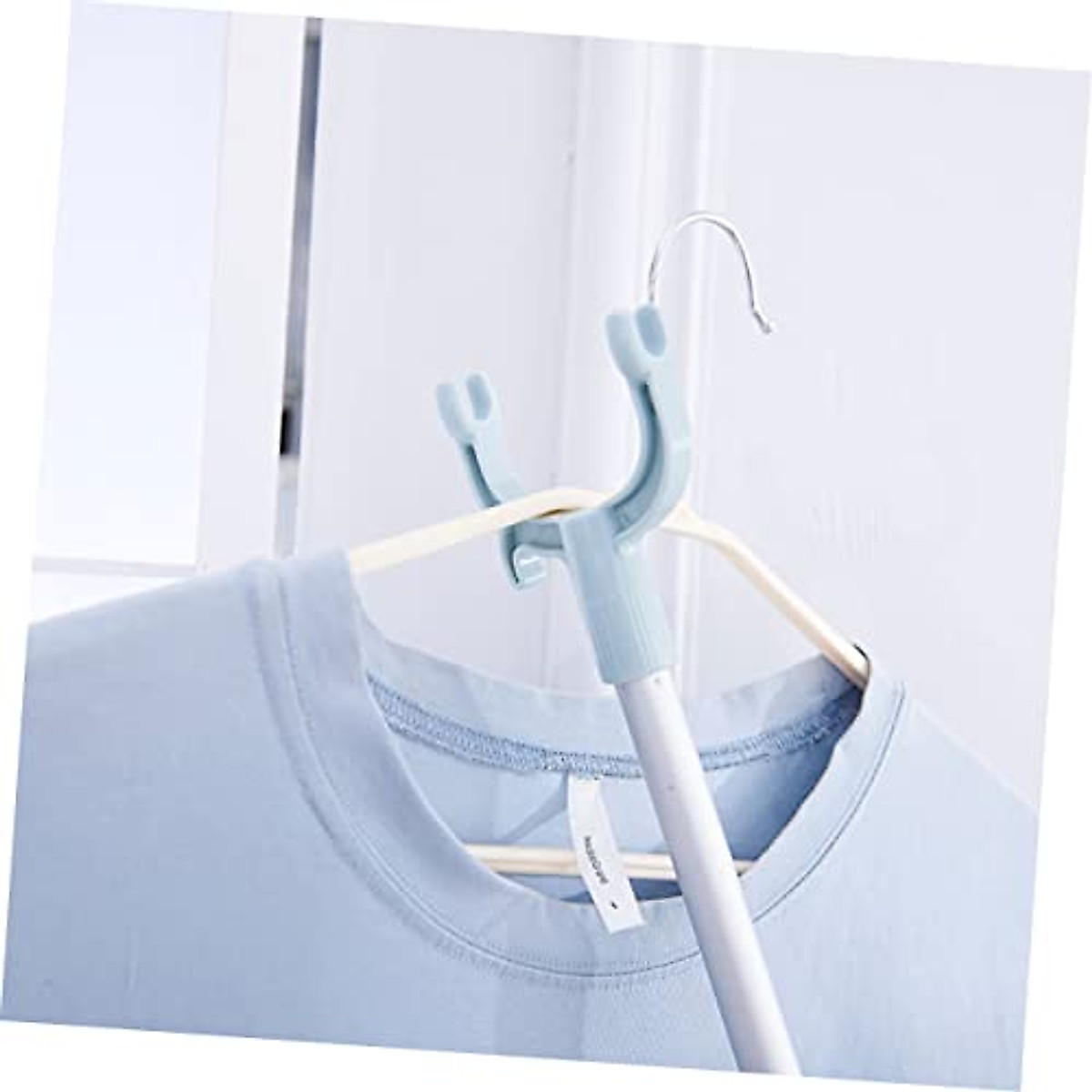 GARVALON 2pcs Clothesline Clothes Drying Clothes Reaching Rods Coat Hooks Heavy Duty Metal Hangers Clothing Racks for Home Reach Pole Telescoping Reach Sticks Adjustable Clothesline Rod Pp