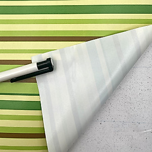 Yifely Peel & Stick Shelf Liner Removable Furniture Paper for Covering Apartment Old Cabinets Drawers, Green Stripes, 17.7 Inch by 9.8 Feet