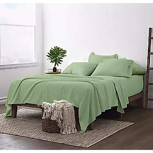 MGPS 100% Real Certified Organic Cotton Bedsheet Set, Full Size 6 Piece 1000 Thread Count Sheets Sets, [1 Fitted + 1 Flat + 4 Pillowcases], Fits Mattress Upto 10" Deep Pocket - Sage