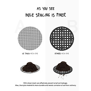 LE TAUCI Plant Pot Hole Mesh Pads, 4-Inch Round Flower Pot Drainage Covers, Prevent Soil Loss, Durable Reusable, Bonsai Bottom Grid Mat, Gardening Essentials, 50-Pack